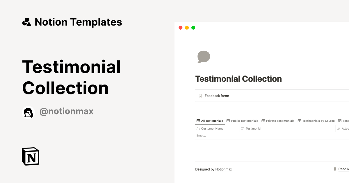 Testimonial Collection Template | Notion Marketplace