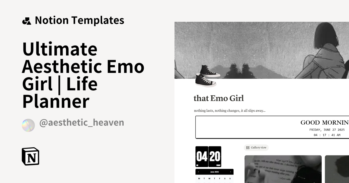 Ultimate Aesthetic Emo Girl | Life Planner Template by aesthetic heaven ...