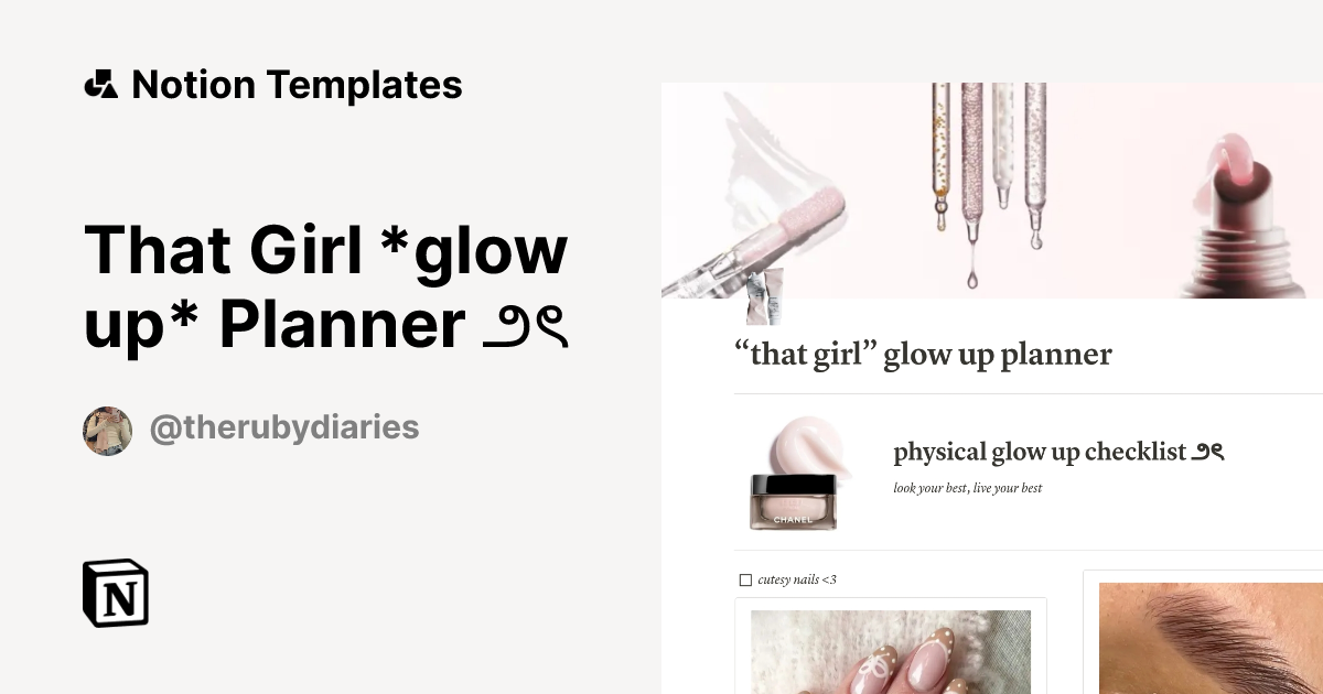 That Girl *glow up* Planner ౨ৎ Template | Notion Marketplace