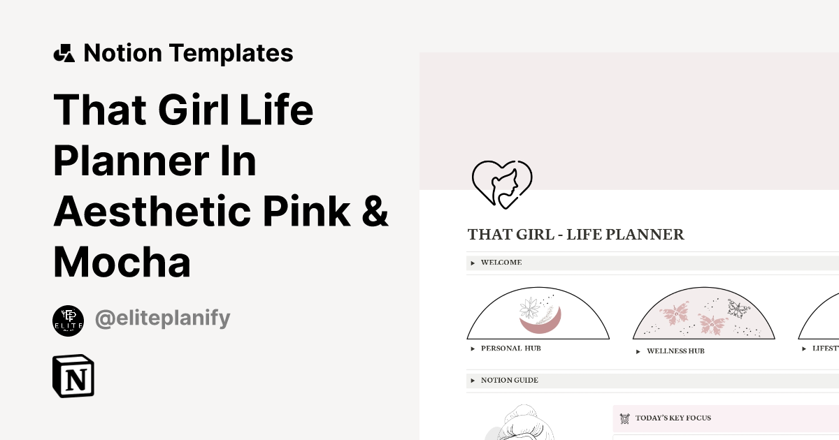 That Girl Life Planner In Aesthetic Pink & Mocha Template by Elite Planify | Notion Marketplace