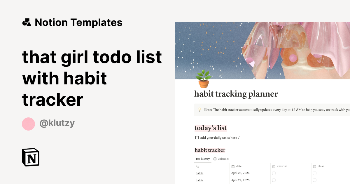 that girl todo list with habit tracker Template by klutzy