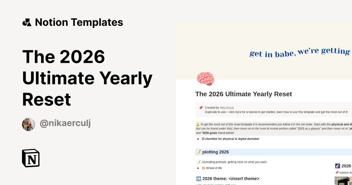 The 2026 Ultimate Yearly Reset Template | Notion Marketplace