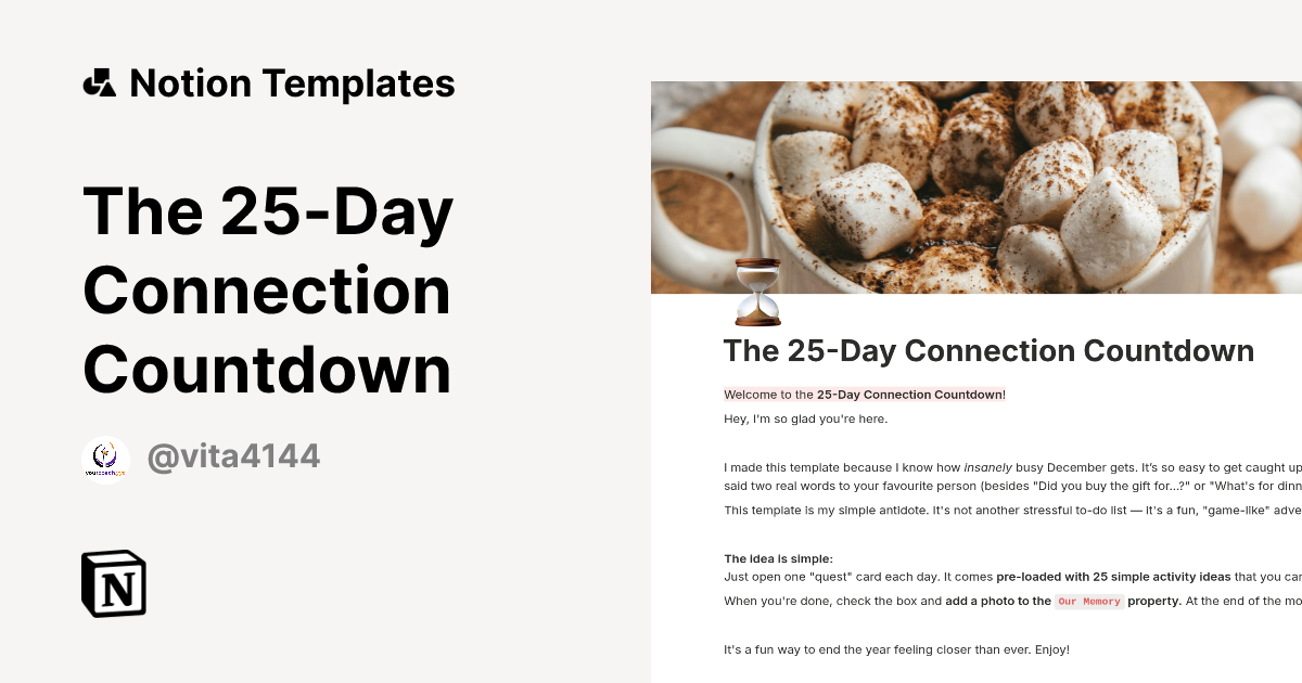 The 25-Day Connection Countdown Template | Notion Marketplace