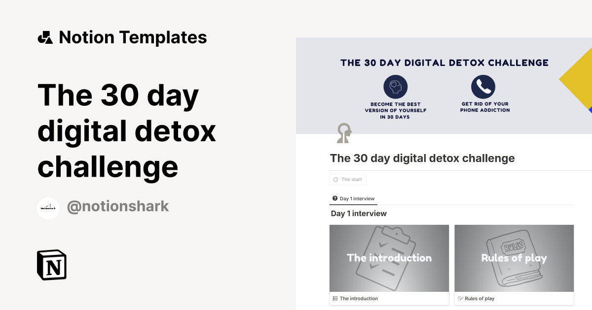 The 30 day digital detox challenge Template by Notionshark | Notion ...