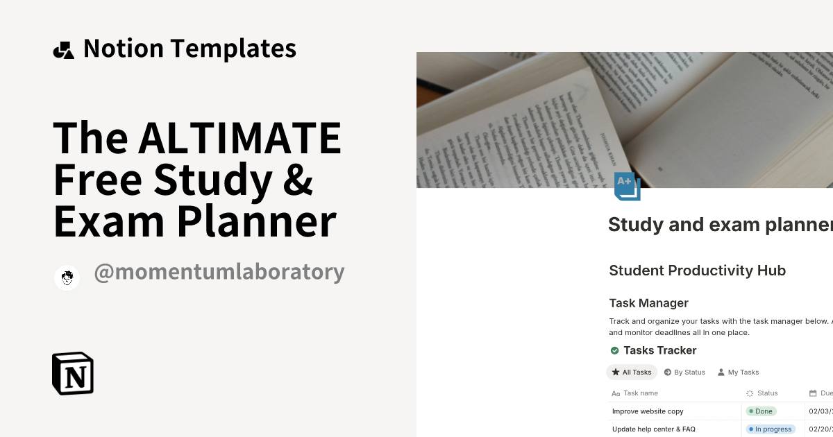 The ALTIMATE Free Study & Exam Planner Template by Momentum Laboratory ...