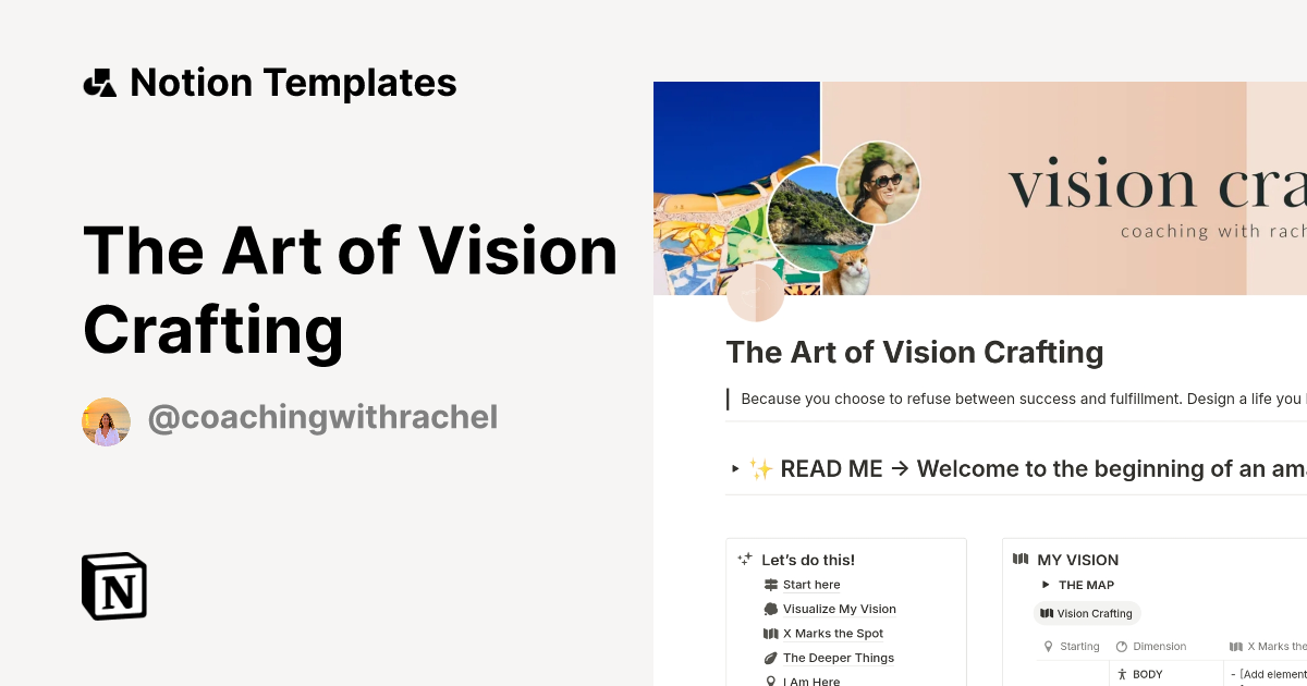 The Art of Vision Crafting Template | Notion Marketplace