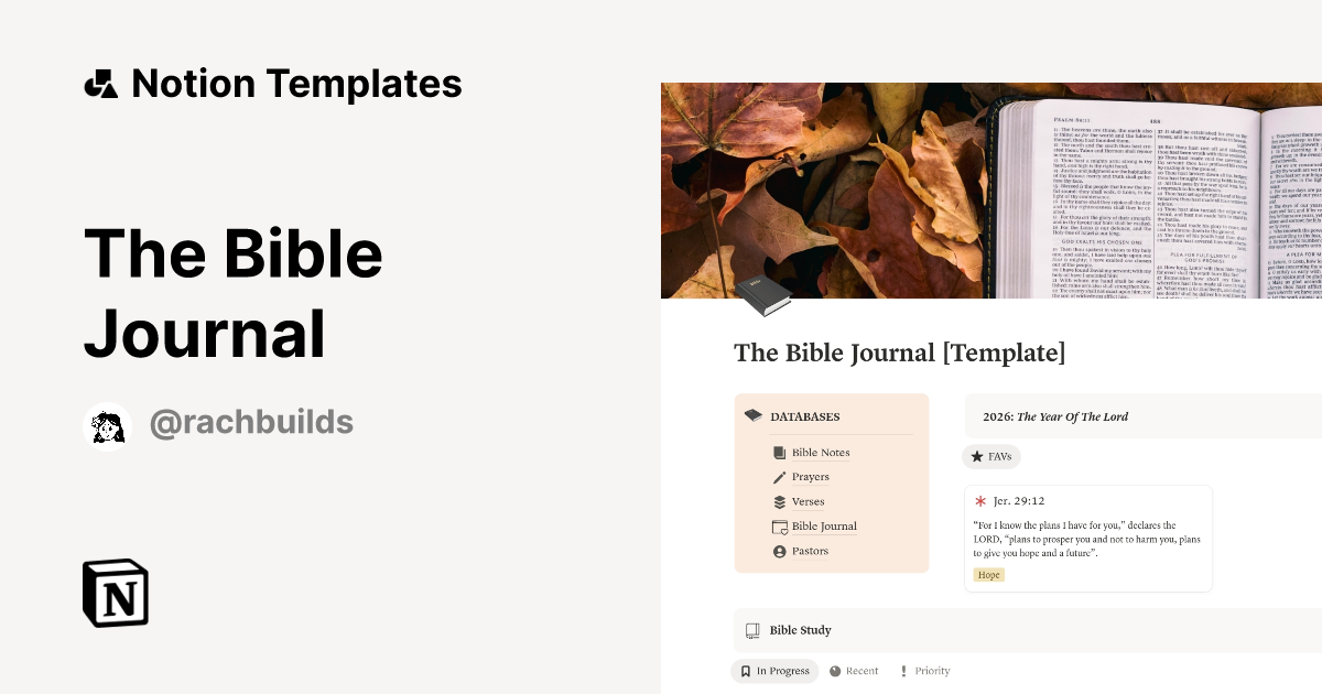 The Bible Journal Template by Rachel 🦋 | Notion Marketplace