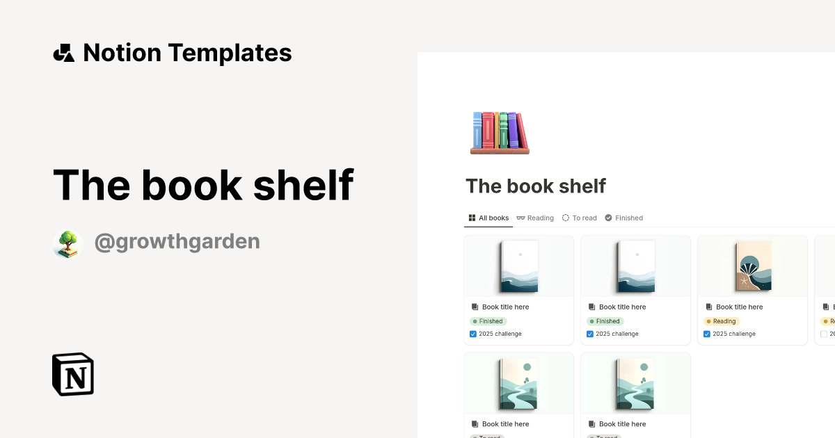 The book shelf Template | Notion Marketplace