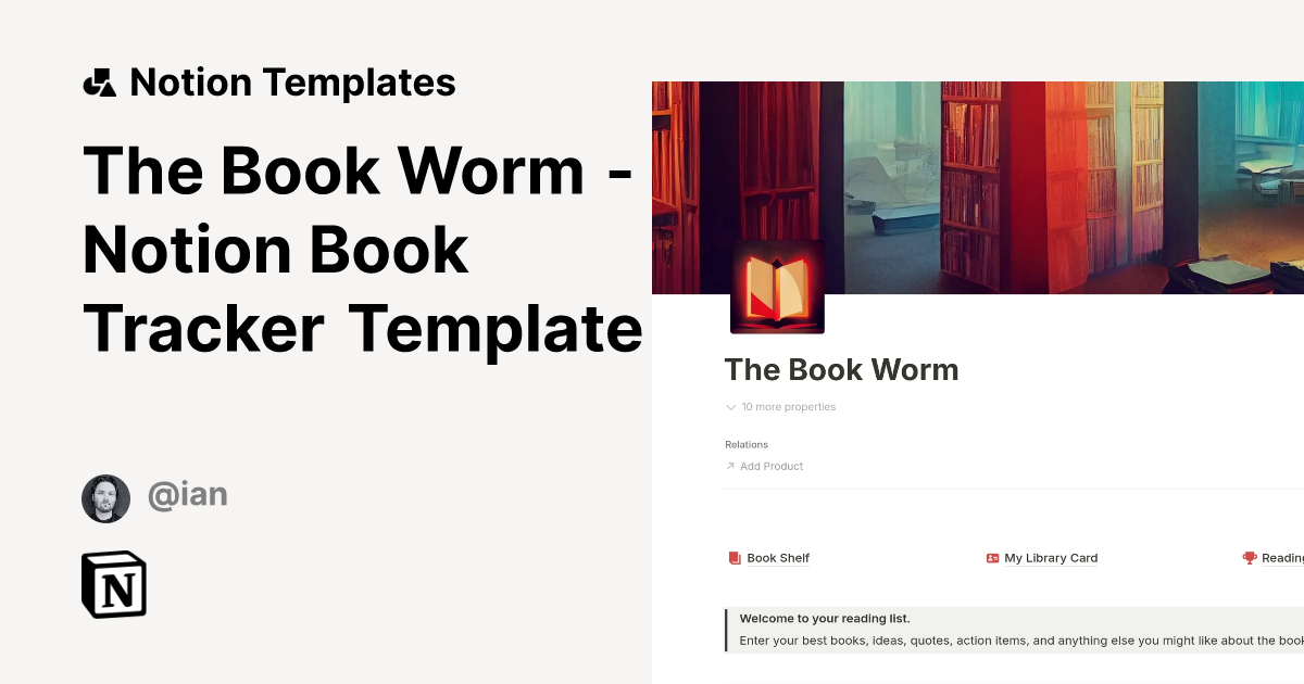 The Book Worm - Notion Book Tracker Template Template by Ian Dikhtiar ...