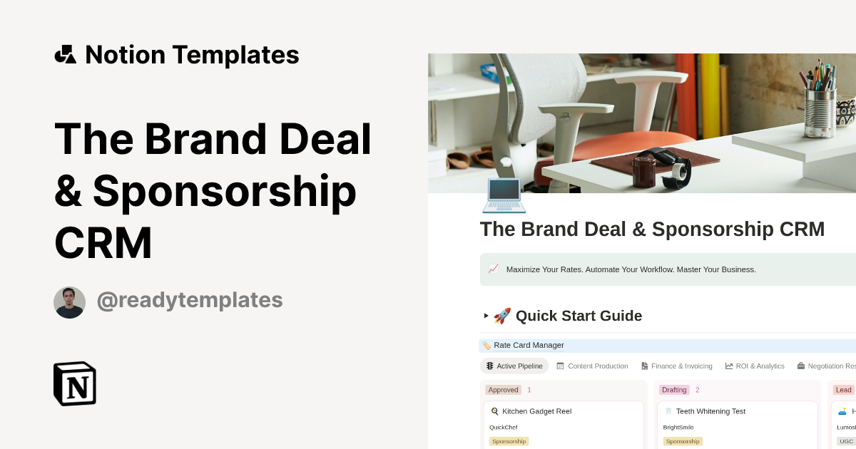 The Brand Deal & Sponsorship CRM Template by Ready Templates | Notion ...