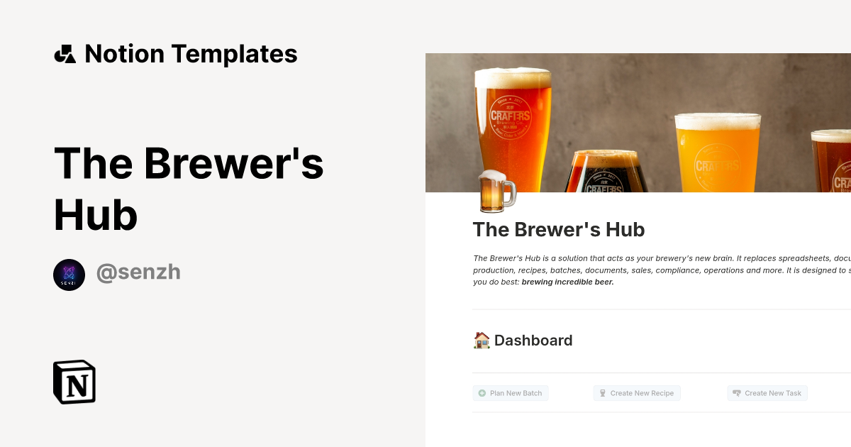 The Brewer's Hub Template by SENZH | Notion Marketplace