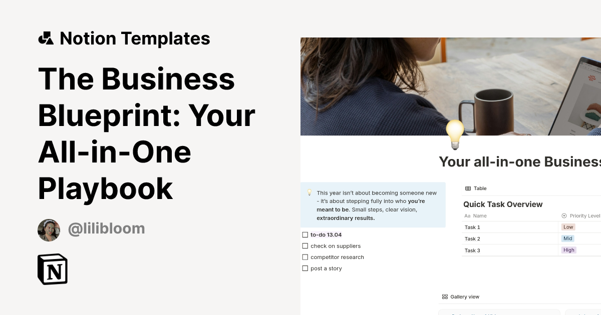 The Business Blueprint: Your All-in-One Playbook Template | Notion ...