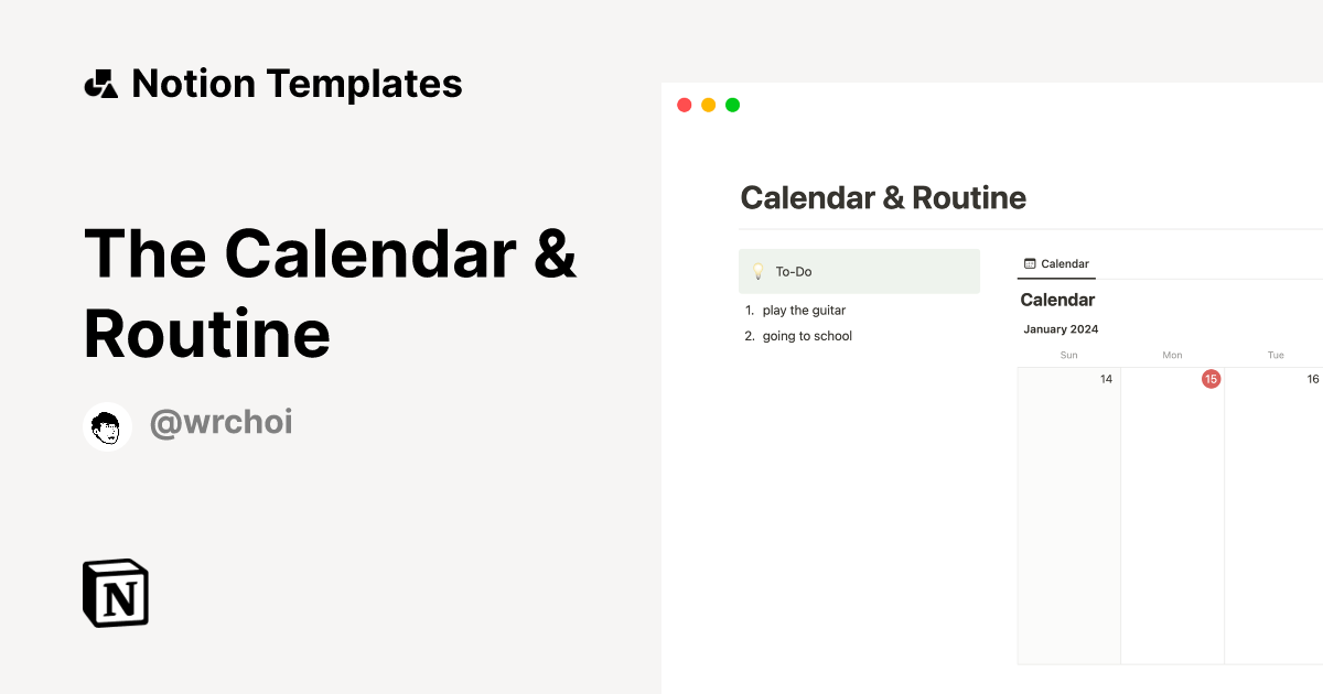The Calendar & Routine Template by Sogeul | Notion Marketplace