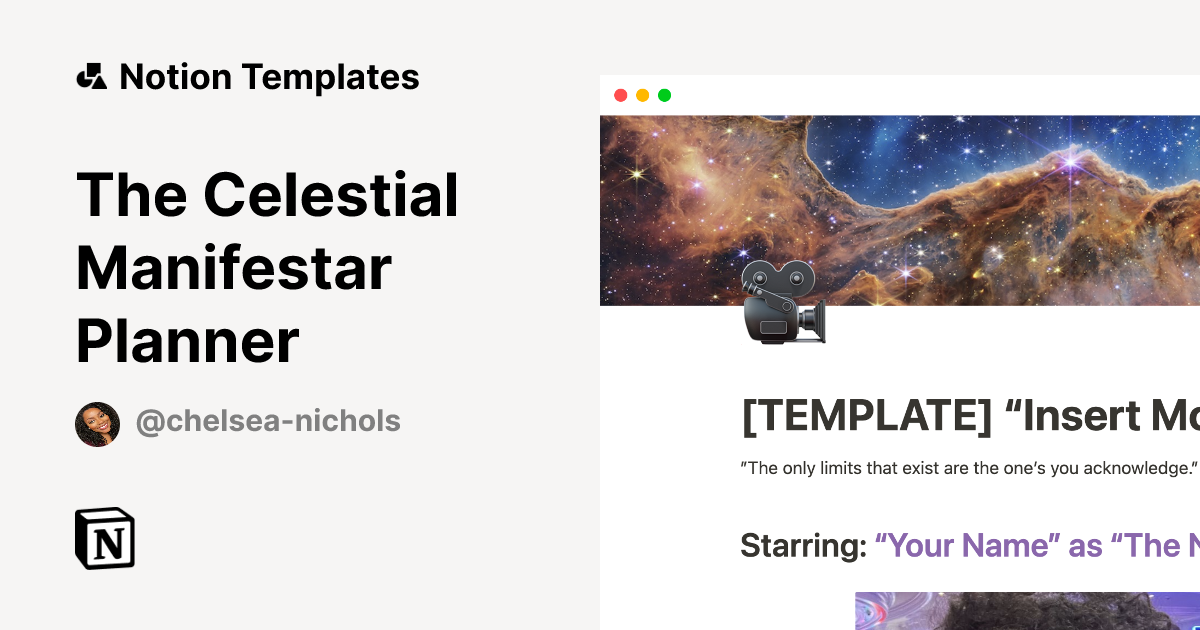 The Celestial Manifestar Planner Template by CHELSEA NICHOLS | Notion ...
