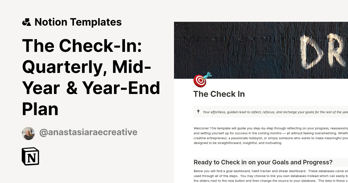 The Check-In: Quarterly, Mid-Year & Year-End Plan Template by Anastasia ...