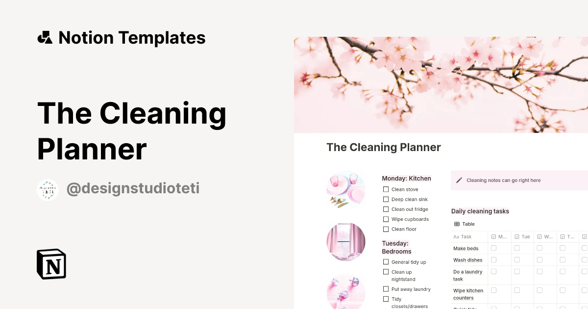 The Cleaning Planner Template | Notion Marketplace