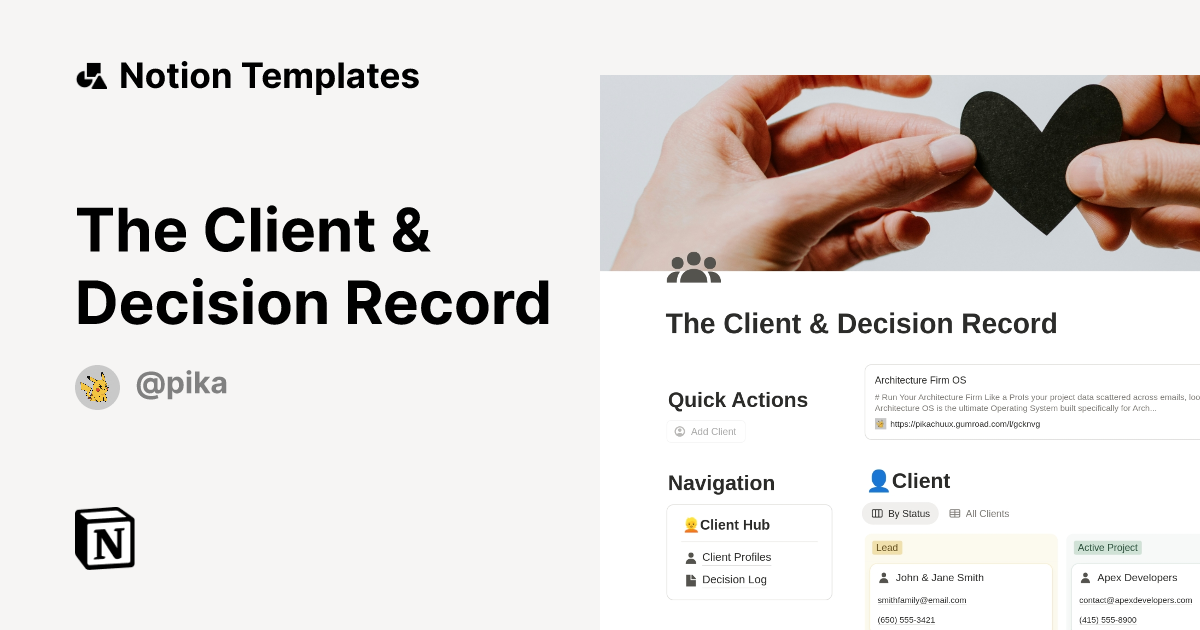The Client & Decision Record Template by Pika | Notion Marketplace