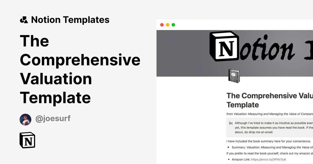 The Comprehensive Valuation Template Template | Notion Marketplace