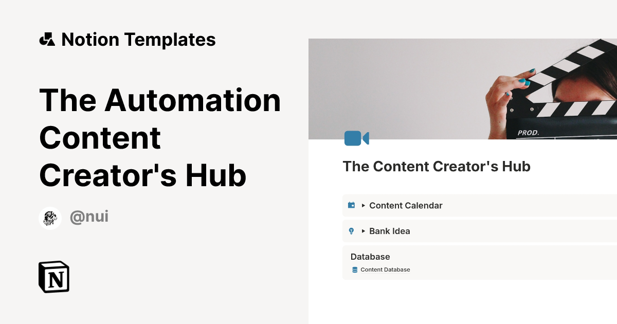 The Automation Content Creator's Hub Template | Notion Marketplace