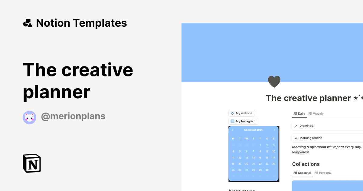The creative planner Template | Notion Marketplace