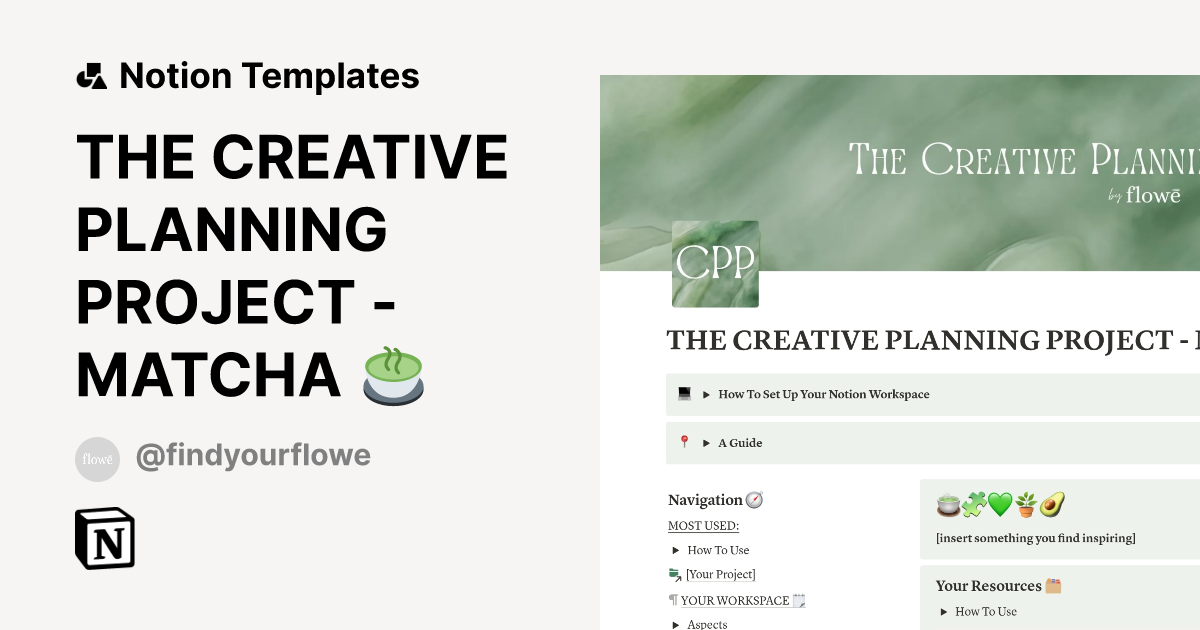 THE CREATIVE PLANNING PROJECT - MATCHA 🍵 Template by flowē | Notion ...