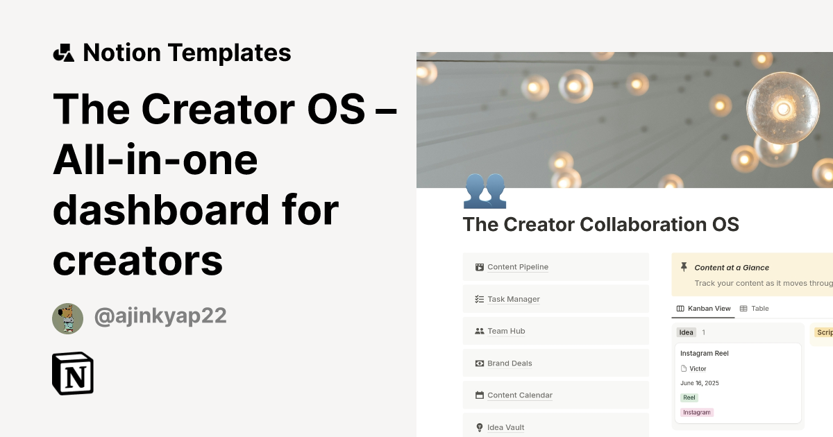 The Creator OS – All-in-one dashboard for creators Template | Notion Marketplace