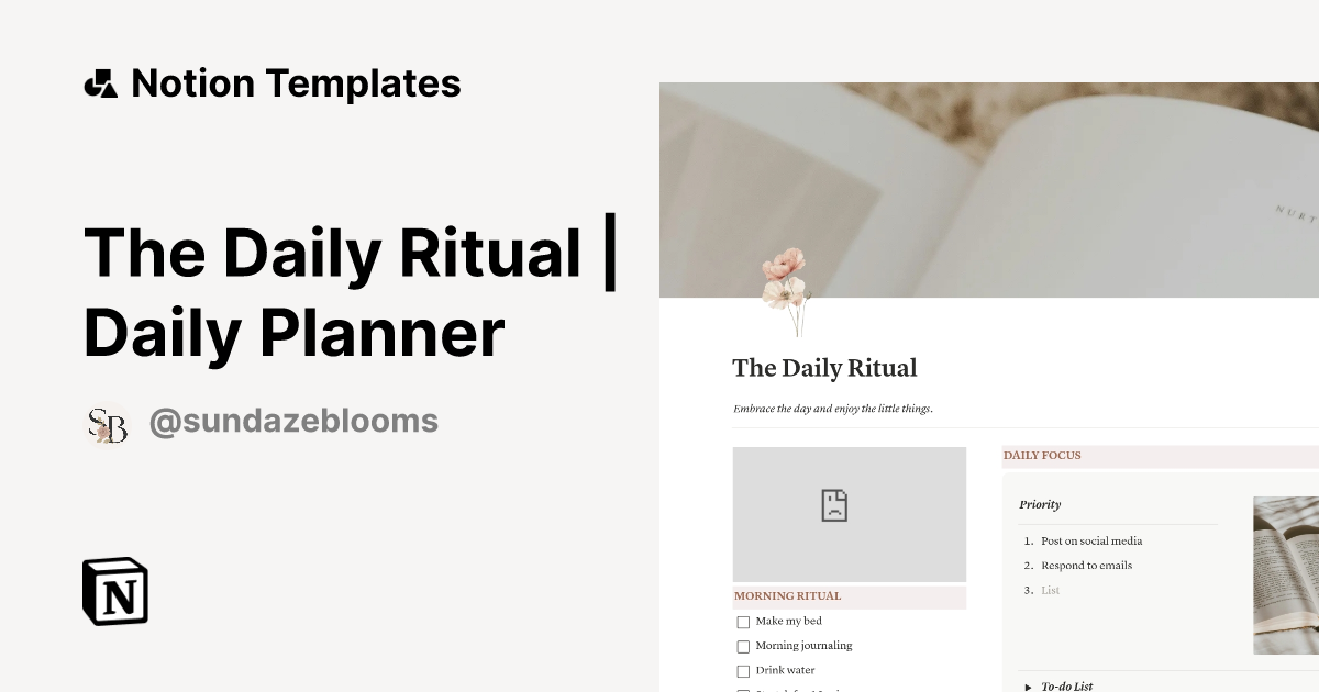 The Daily Ritual | Daily Planner Template by Sundaze Blooms | Notion ...