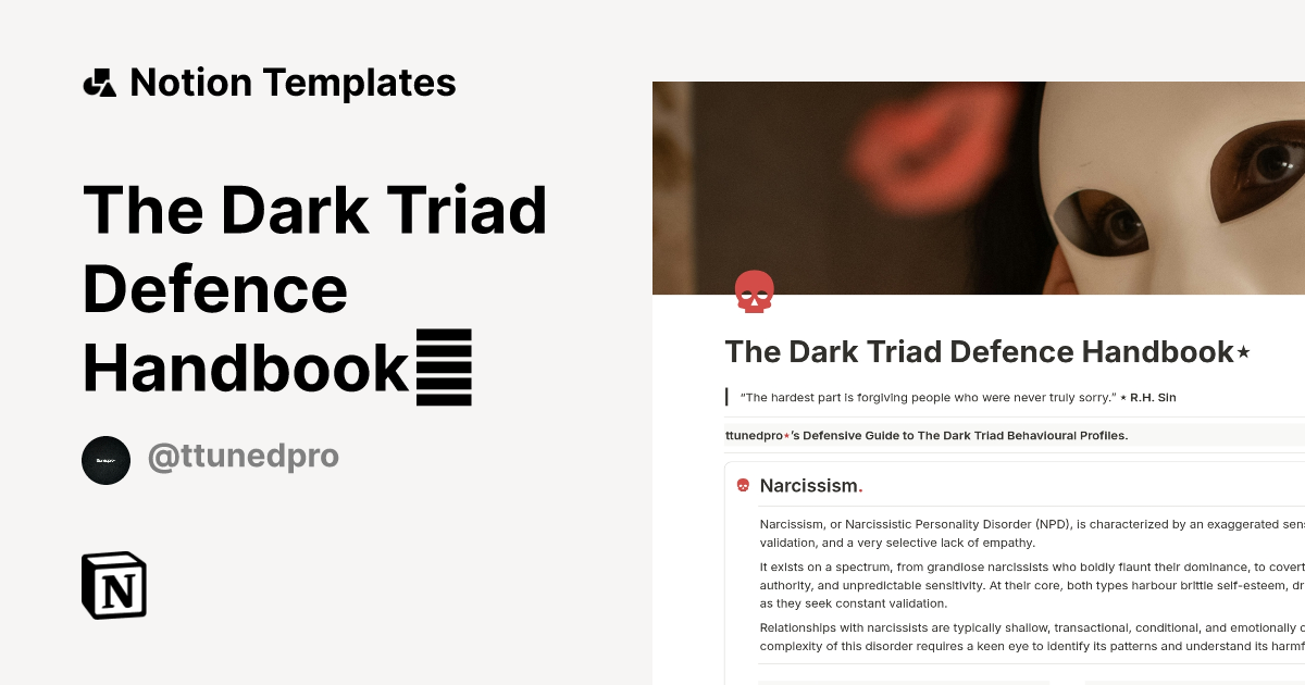 The Dark Triad Defence Handbook⋆ Template by ttunedpro⋆ | Notion ...