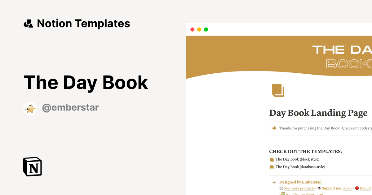 The Day Book Template | Notion Marketplace