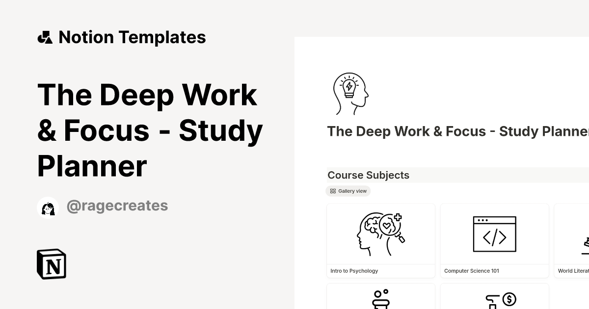 The Deep Work & Focus - Study Planner Template | Notion Marketplace