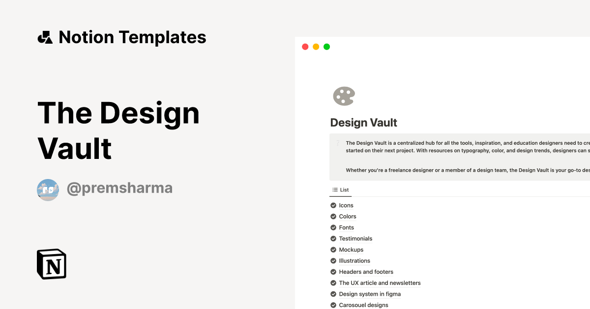 The Design Vault Template by Prem Sharma | Notion Marketplace