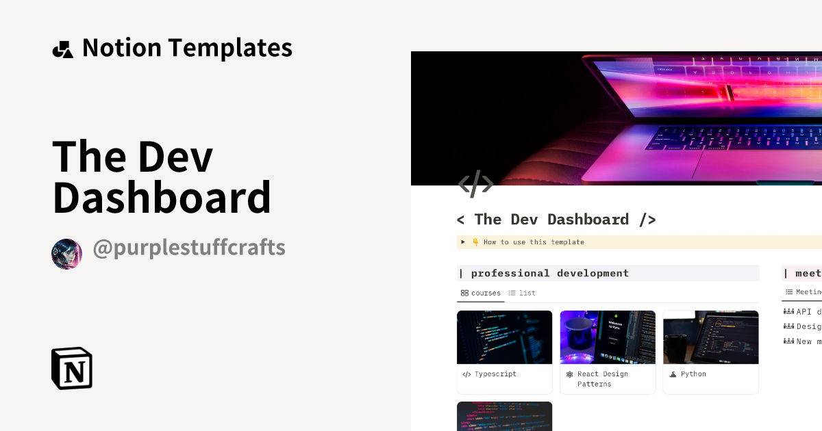 The Dev Dashboard Template by Cristina Lester | Notion Marketplace