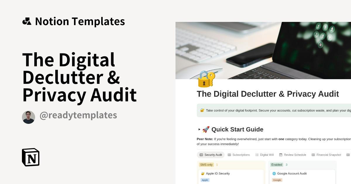 The Digital Declutter & Privacy Audit Template | Notion Marketplace