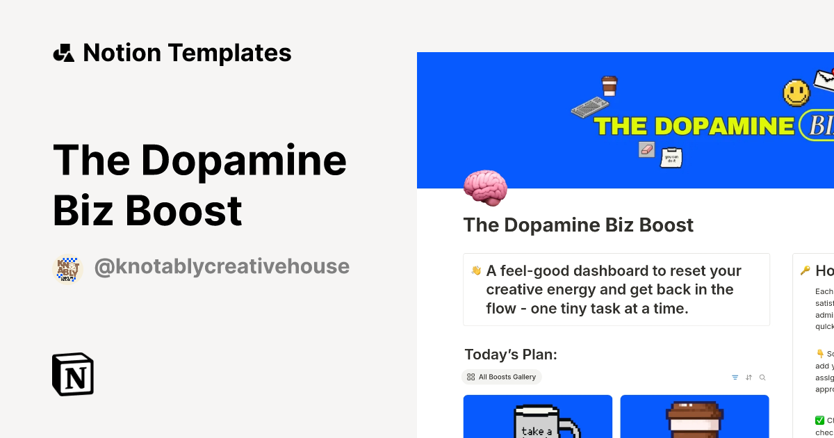 The Dopamine Biz Boost Template by Knotably Creative House | Notion Marketplace