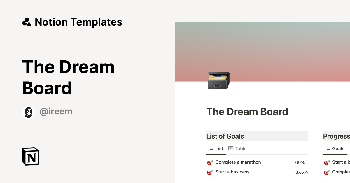 The Dream Board Template by iReem | Notion Marketplace