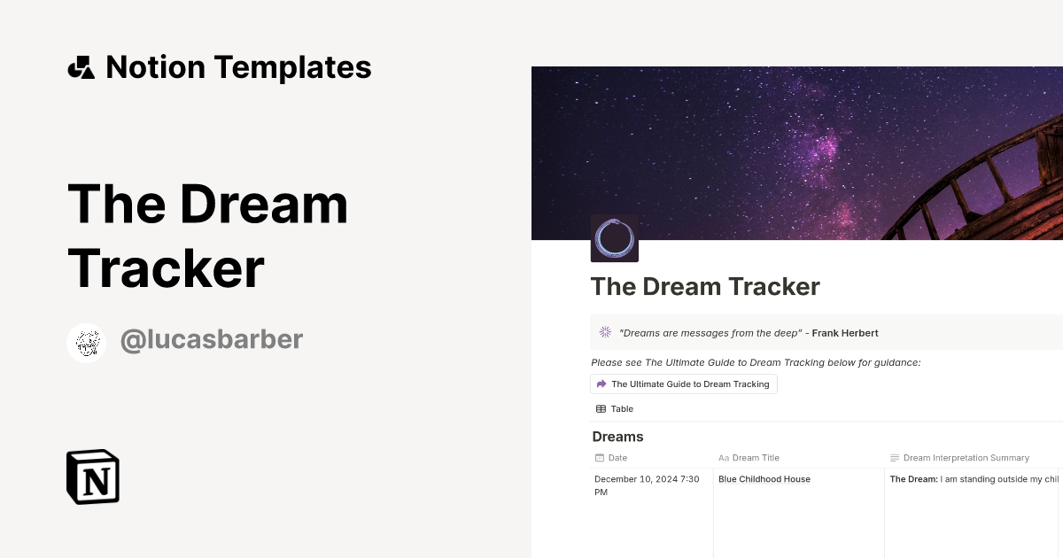 The Dream Tracker Template | Notion Marketplace