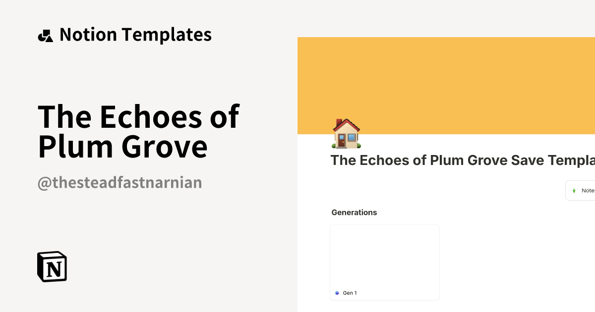 The Echoes of Plum Grove Template by Alice Reid | Notion Marketplace