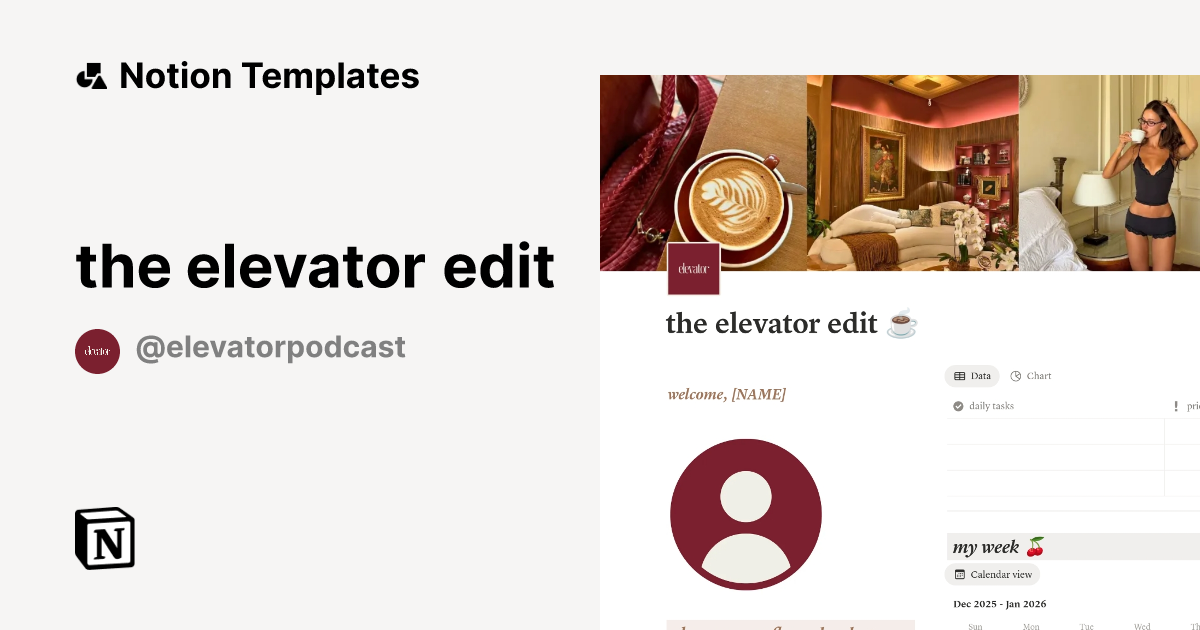 the elevator edit Template | Notion Marketplace