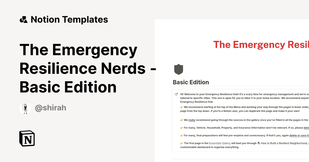 The Emergency Resilience Nerds - Basic Edition Template by Shirah ...