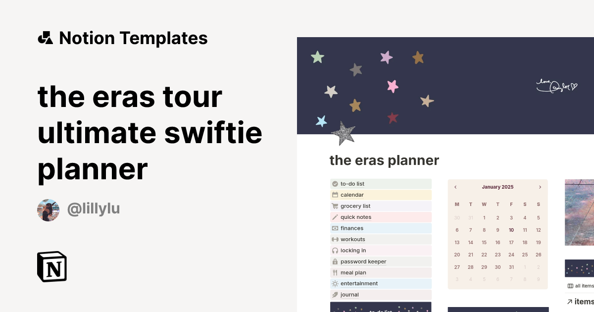 the eras tour ultimate swiftie planner Template by lillylu | Notion ...
