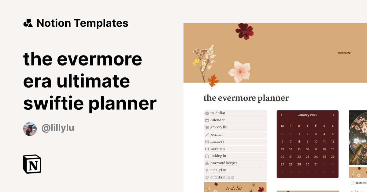the evermore era ultimate swiftie planner Template | Notion Marketplace