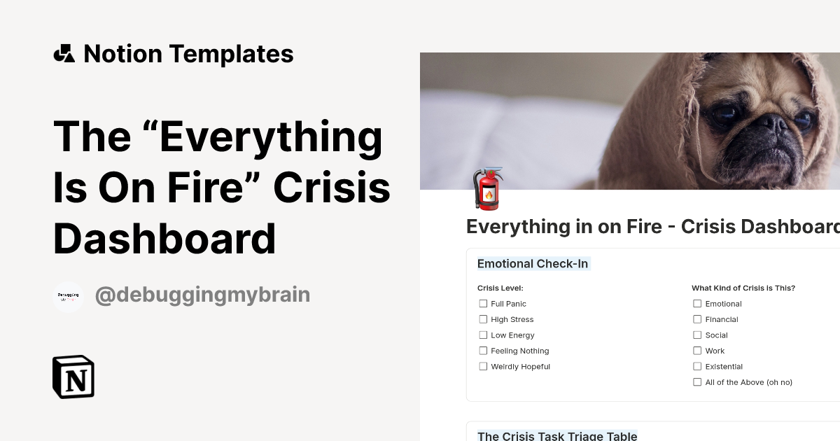 The “Everything Is On Fire” Crisis Dashboard Template | Notion Marketplace