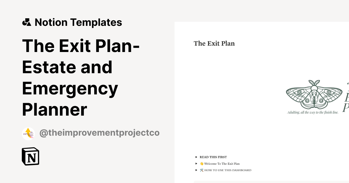 The Exit Plan- Estate and Emergency Planner Template | Notion Marketplace