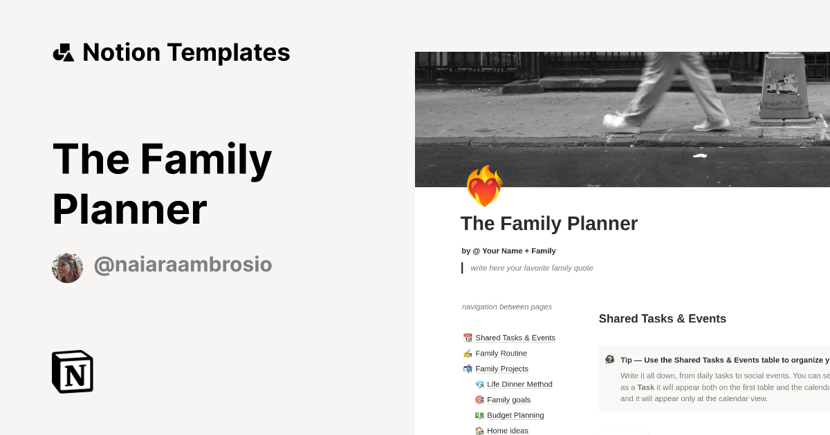 The Family Planner Template by Naiara Ambrósio | Notion Marketplace