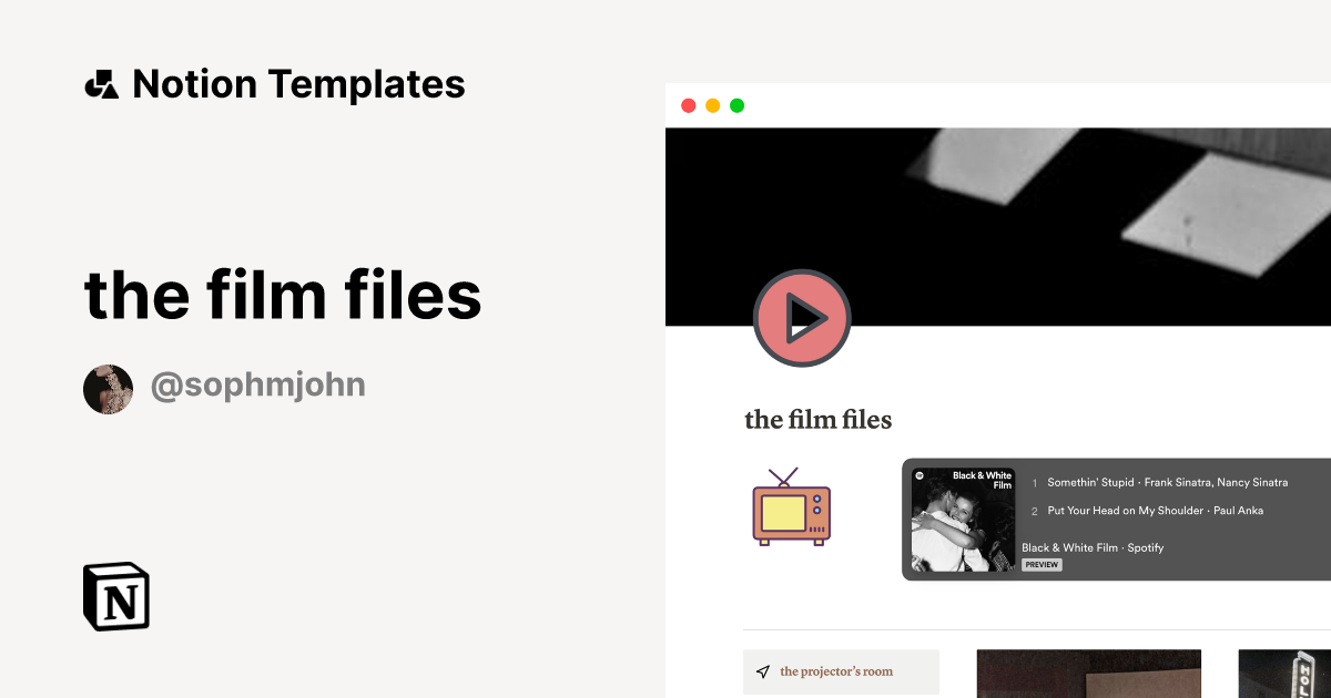 the film files Template | Notion Marketplace