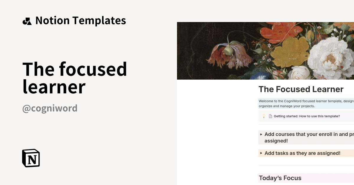 The focused learner Template | Notion Marketplace
