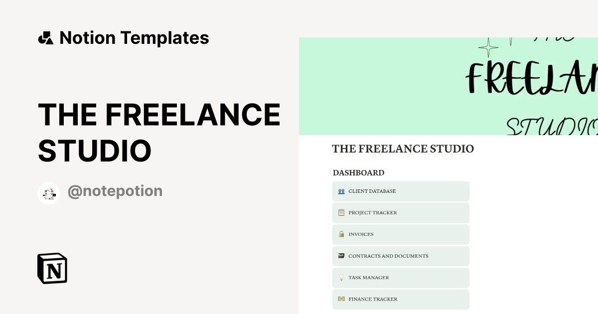 THE FREELANCE STUDIO Template by NOTEPOTION | Notion Marketplace