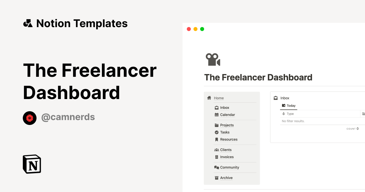 The Freelancer Dashboard Template by Camnerds | Notion Marketplace