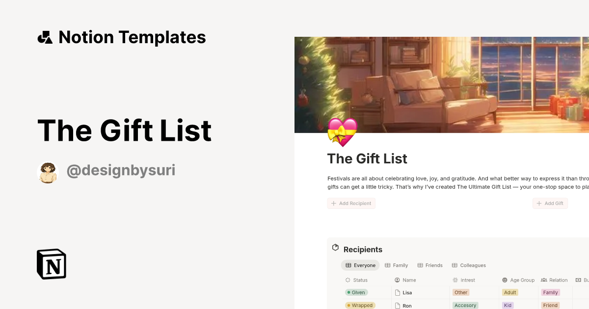 The Gift List Template | Notion Marketplace