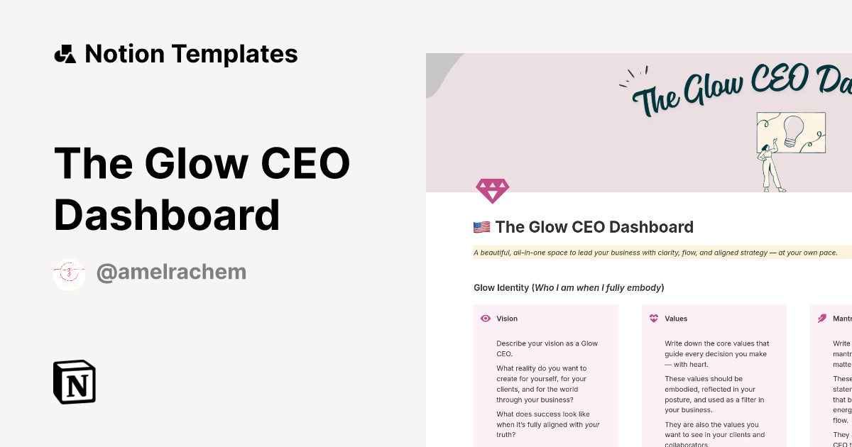 The Glow CEO Dashboard Template | Notion Marketplace